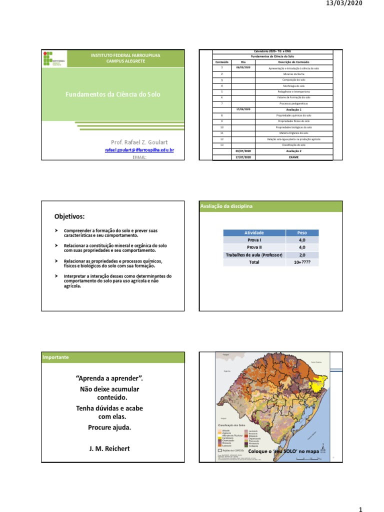 Aula 1 Fundamentos Da Ciência Do Solo Pdf Solo Ciências Do Solo