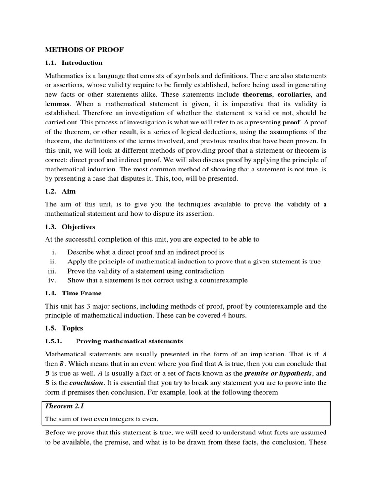 Notes On METHODS OF PROOF | PDF | Mathematical Proof | Mathematical Logic
