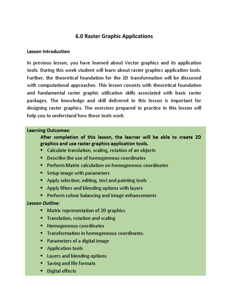 Raster Graphics & 2D Transformations | PDF | 2 D Computer Graphics ...