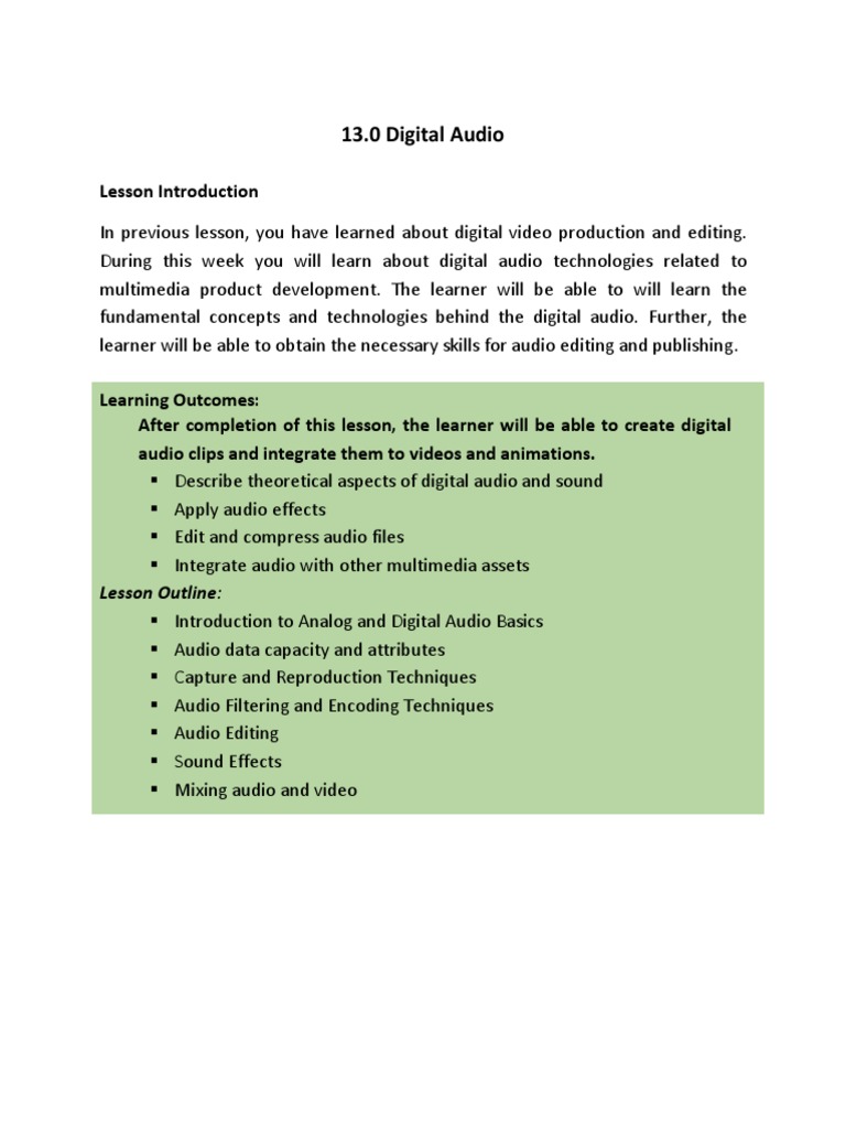Digital Audio | PDF | Data Compression | Sampling (Signal Processing)