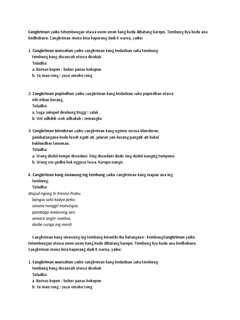 Cangkriman Yaiku Tetembungan Utawa Unen | PDF