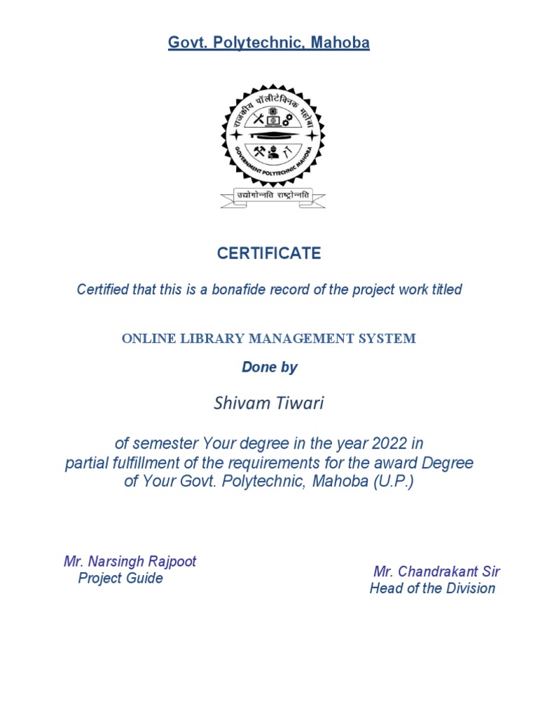 Certificate Library Management System Final Report | PDF
