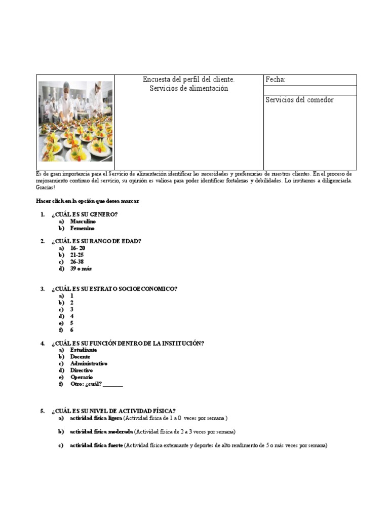 Encuesta Del Perfil Del Cliente Corregida | PDF | Negocios