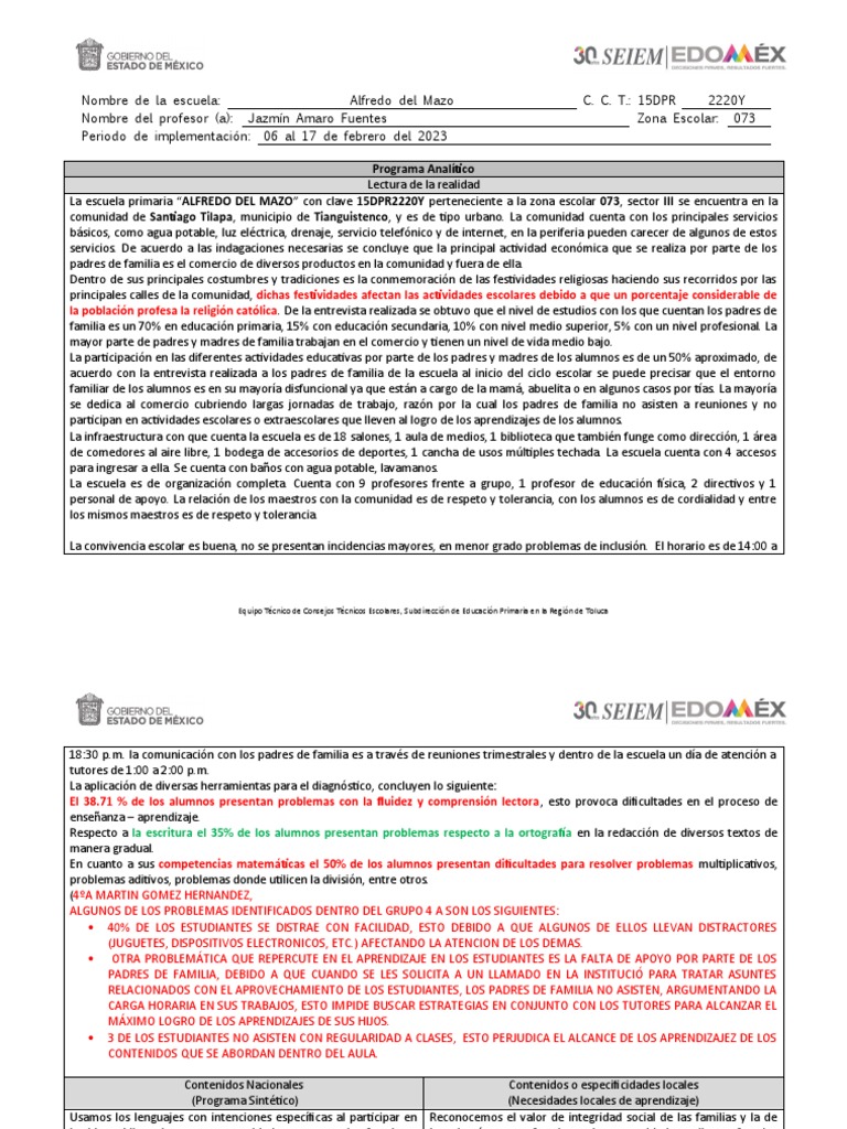 2220y Diseño Programa Analítico Pdf Aprendizaje En Base A Proyectos