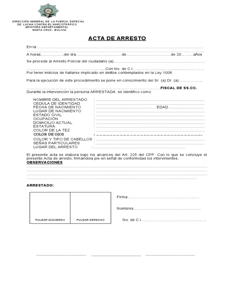 Acta de Arresto | PDF