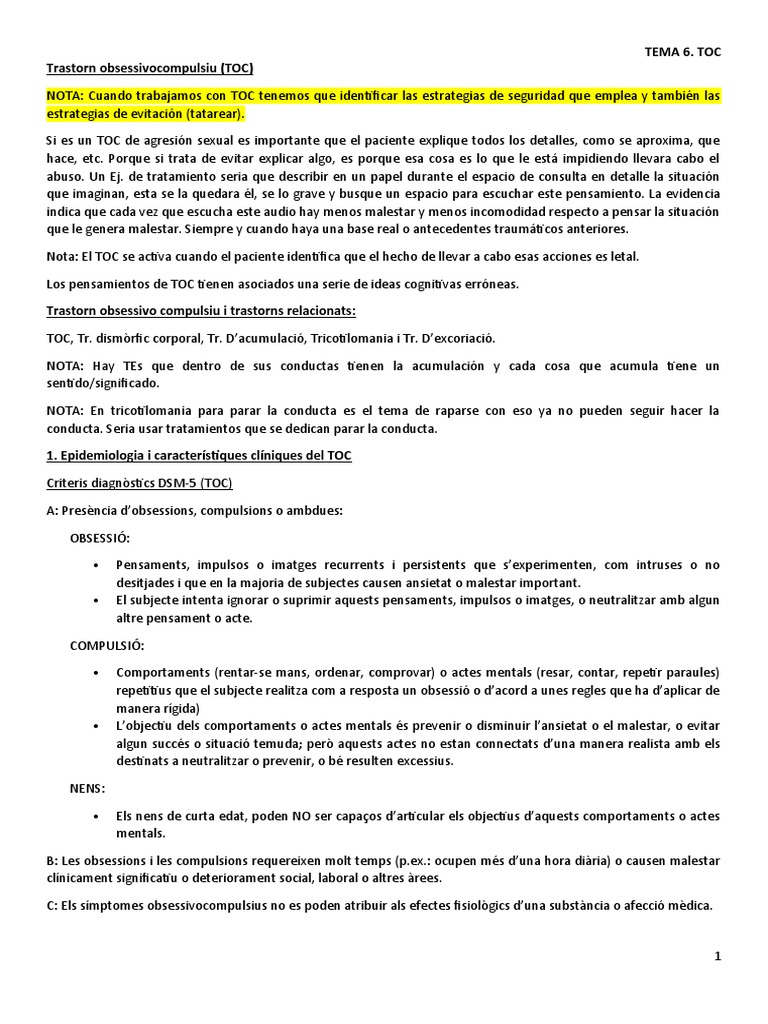 Tema 6. Toc Trastorn Obsessivocompulsiu (TOC) | Descargar gratis PDF ...