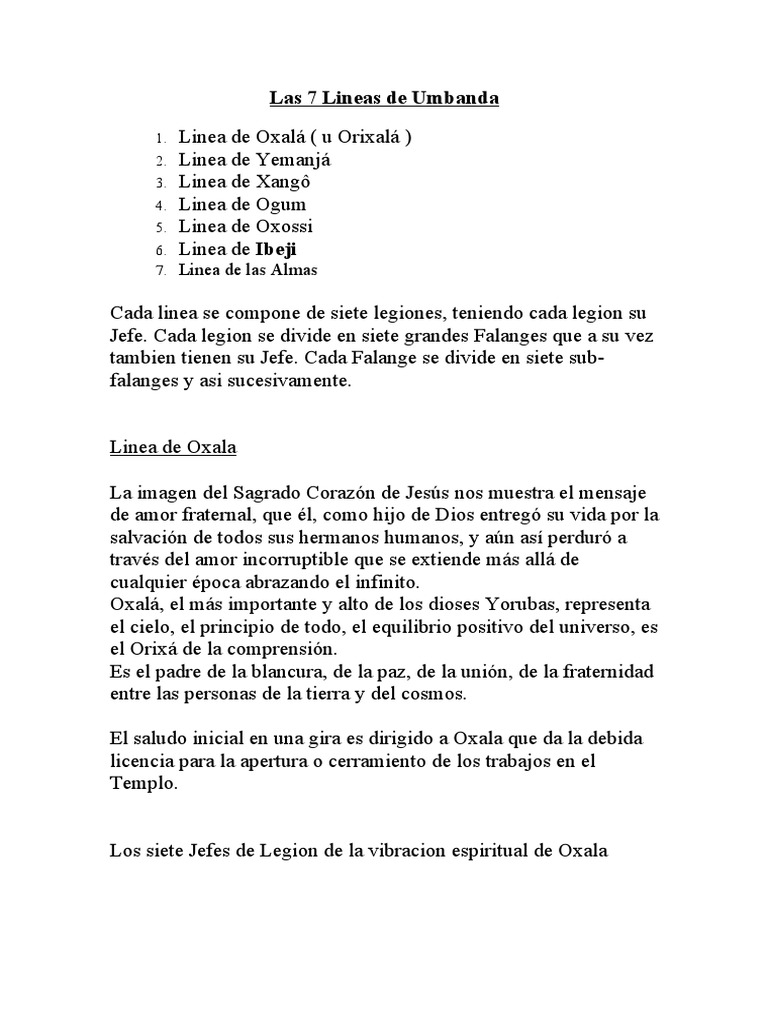 Lineas de Oxala de Umbanda | PDF | Religión y espiritualidad
