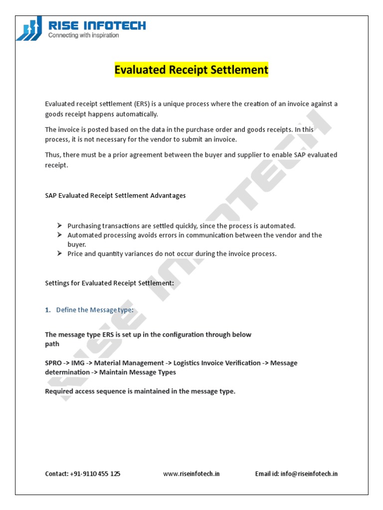 Evaluate Receipt Settlement | PDF