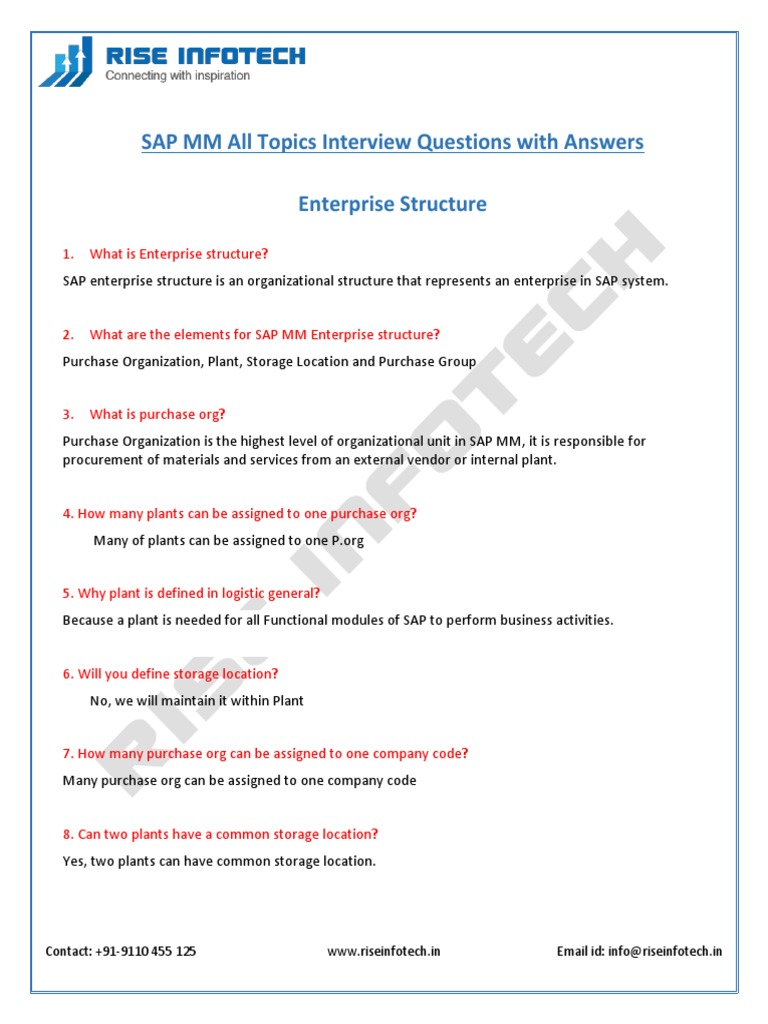 Interview Questions With Answers On All Topics (Rev1) | PDF | Invoice ...