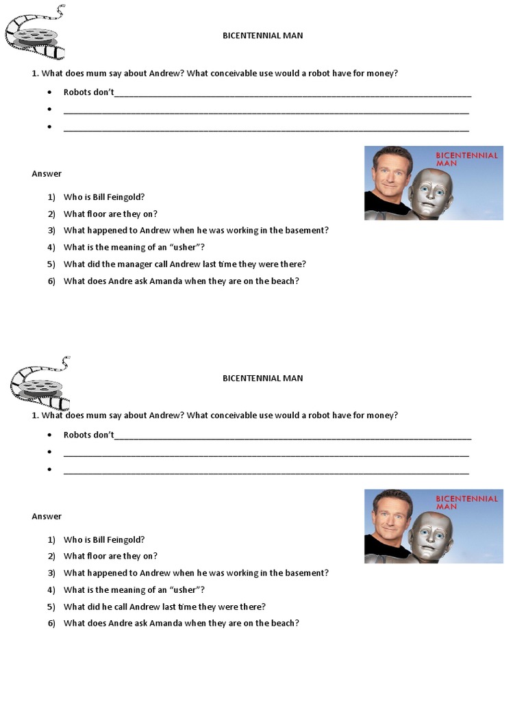 Bicentennial Man Worksheet | PDF