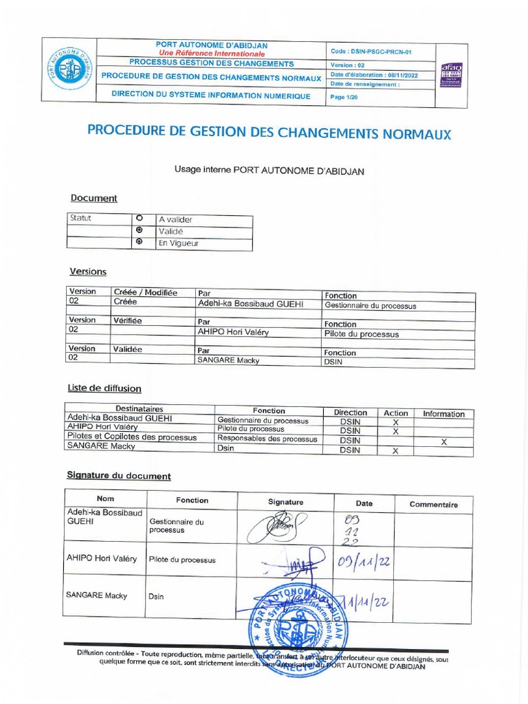 processus changement v2 validé 11112022 | PDF