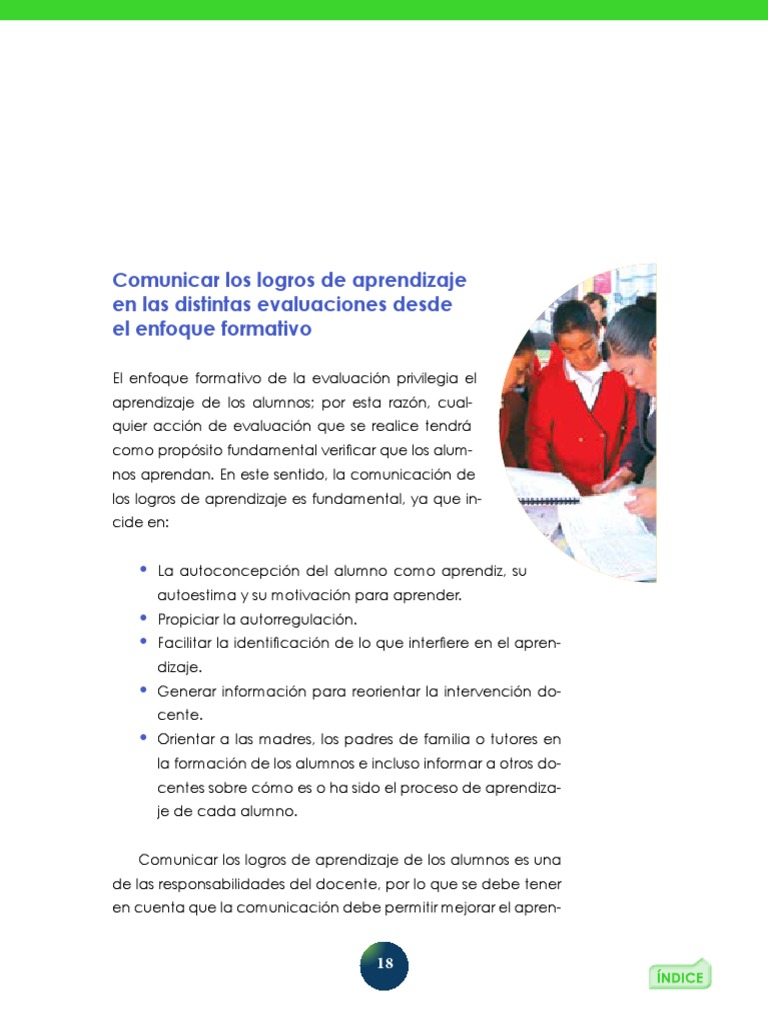 Comunicar Los Logros de Aprendizaje en Las Distintas Evaluaciones Desde El Enfoque Formativo ...