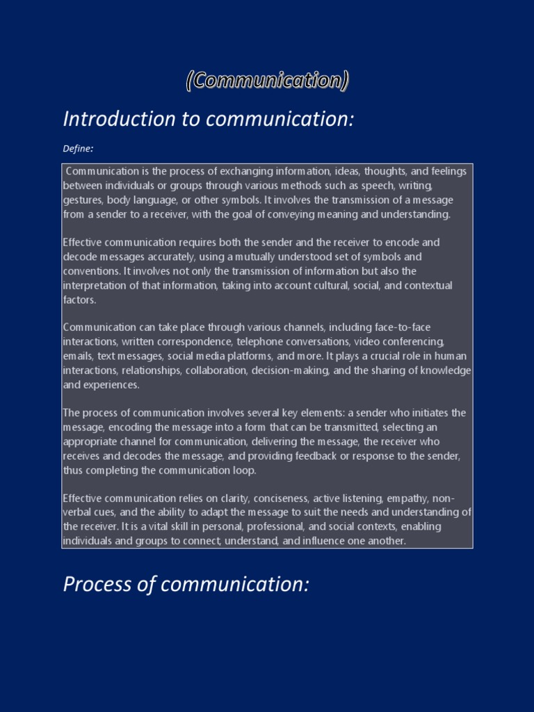 Introduction to communication | PDF