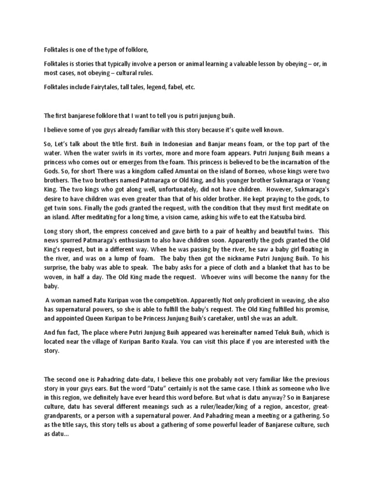 Folktales Is One of The Type of Folklore | PDF