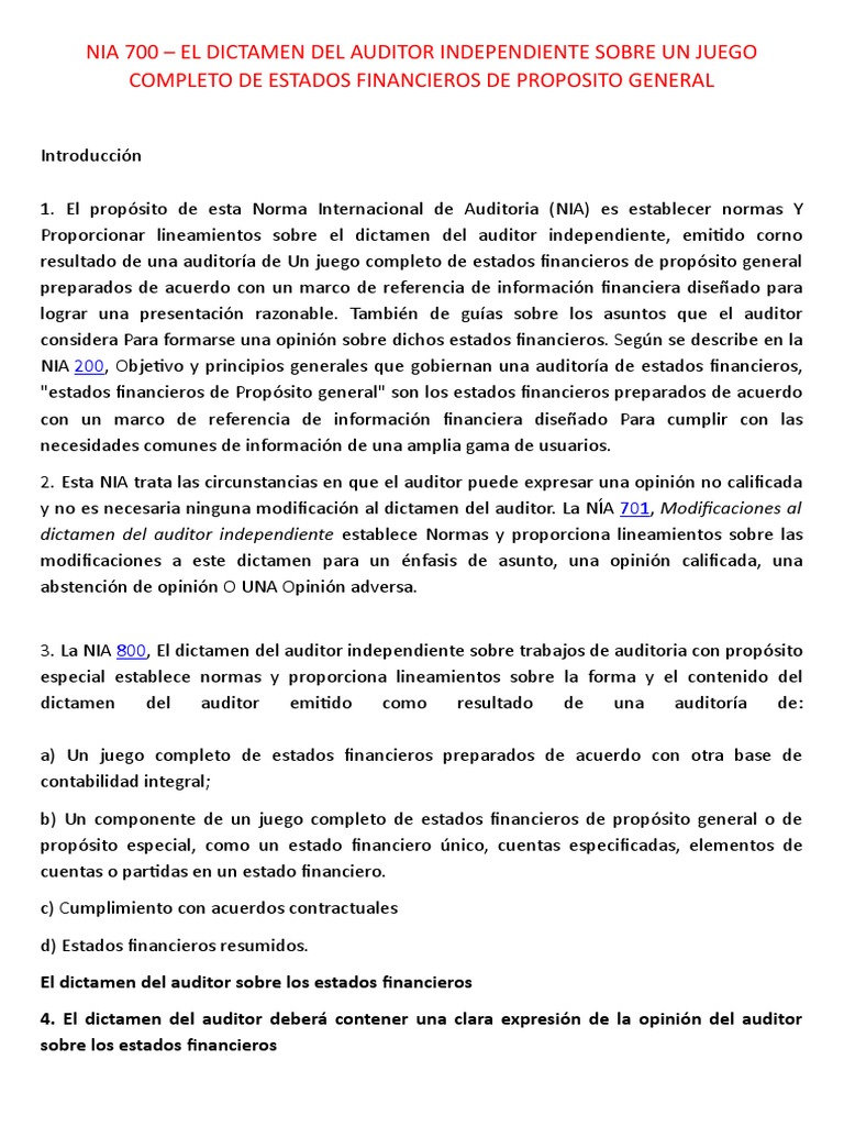 Nia 700 | Descargar gratis PDF | Auditoría | Contralor