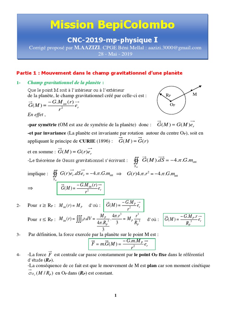 Corrigé MP CNC 2019 | PDF