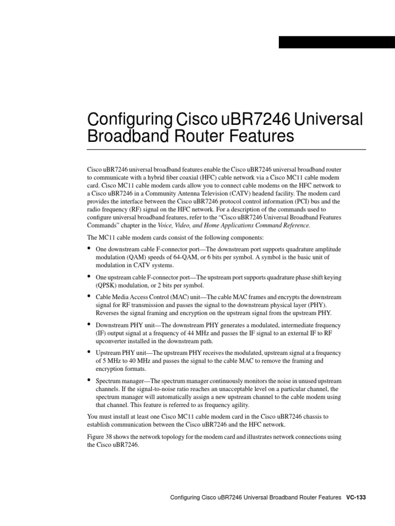 Configuring Cisco uBR7246 Universal Features | PDF | Cable Television ...