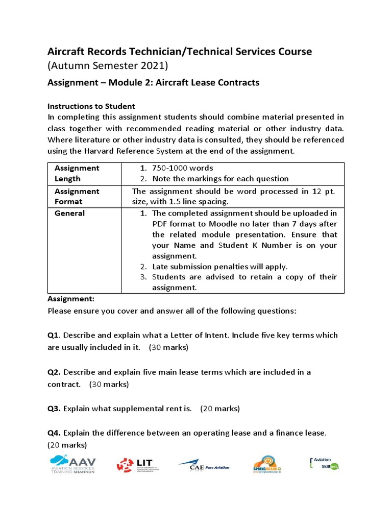 Aircraft Records Course - Module 2 Assignment - Autumn 2021 | PDF ...