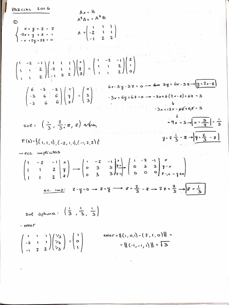 Matemáticas 2 - Parcial 2016 | PDF