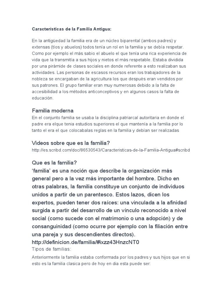 Características de La Familia Antigua | PDF | Familia | Instituciones ...