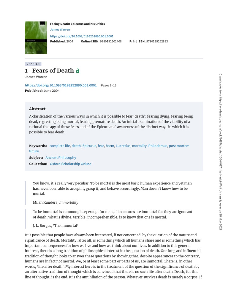 1 Fears of Death | PDF