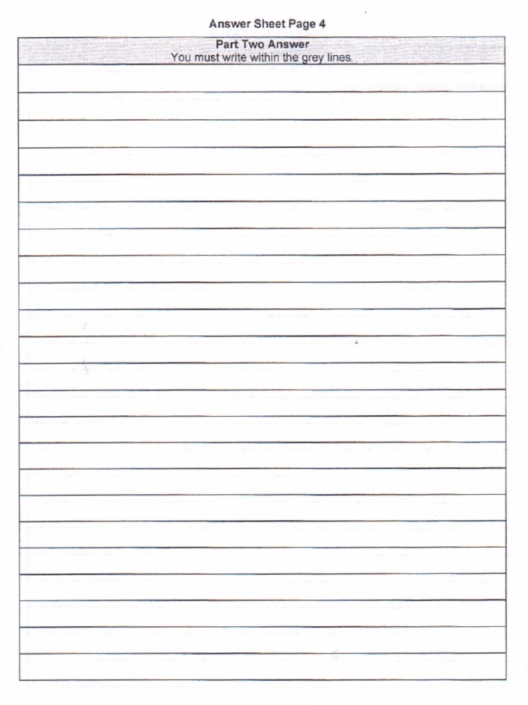 Answer Sheets - Writing Part 2 - 2 | PDF