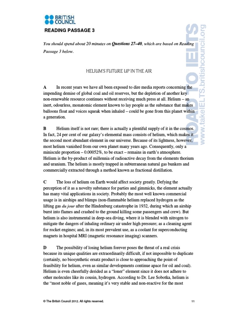 As English Reading #27 - Passage 3 Test 1 Road To IELTS | PDF