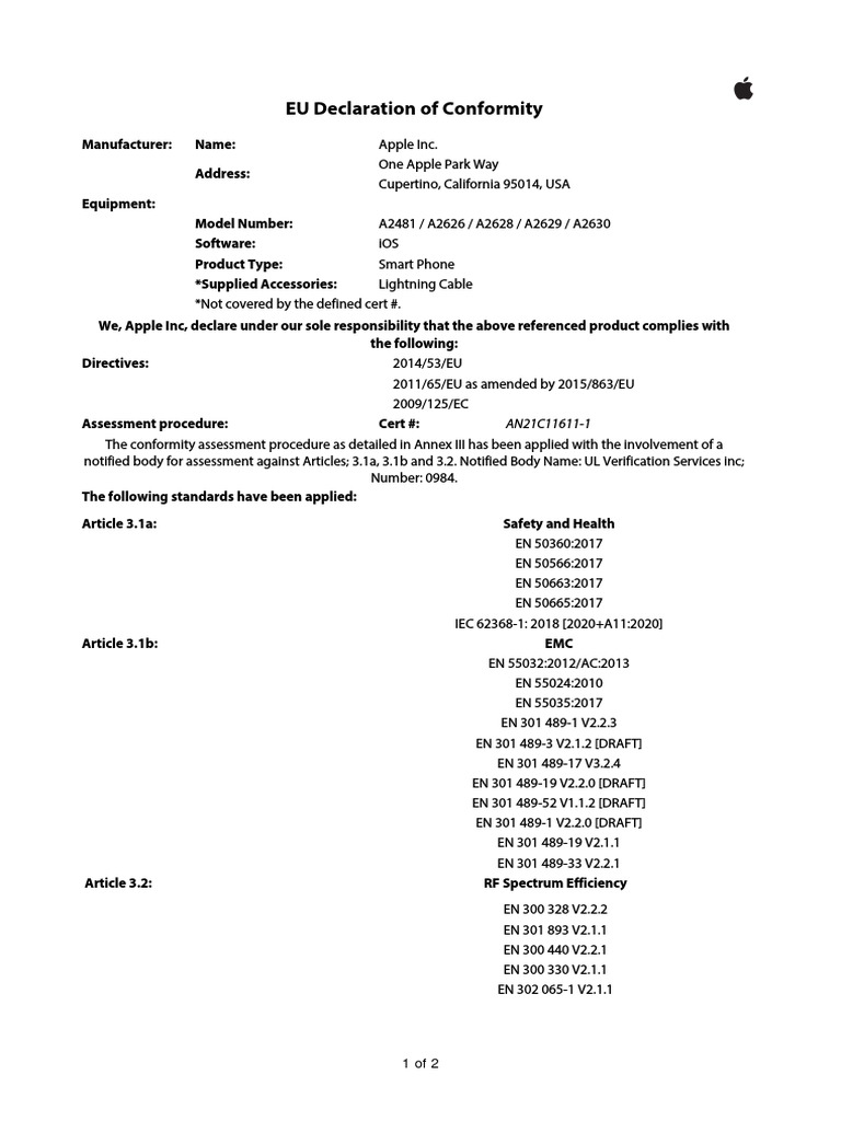APPLE CONFORMITY | PDF