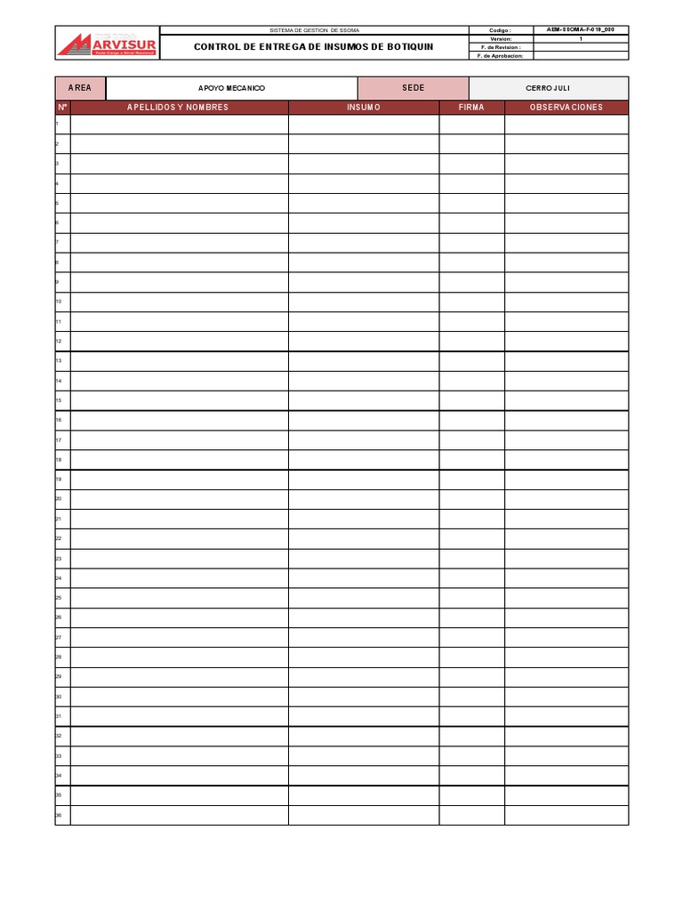 Control de Insumos | PDF