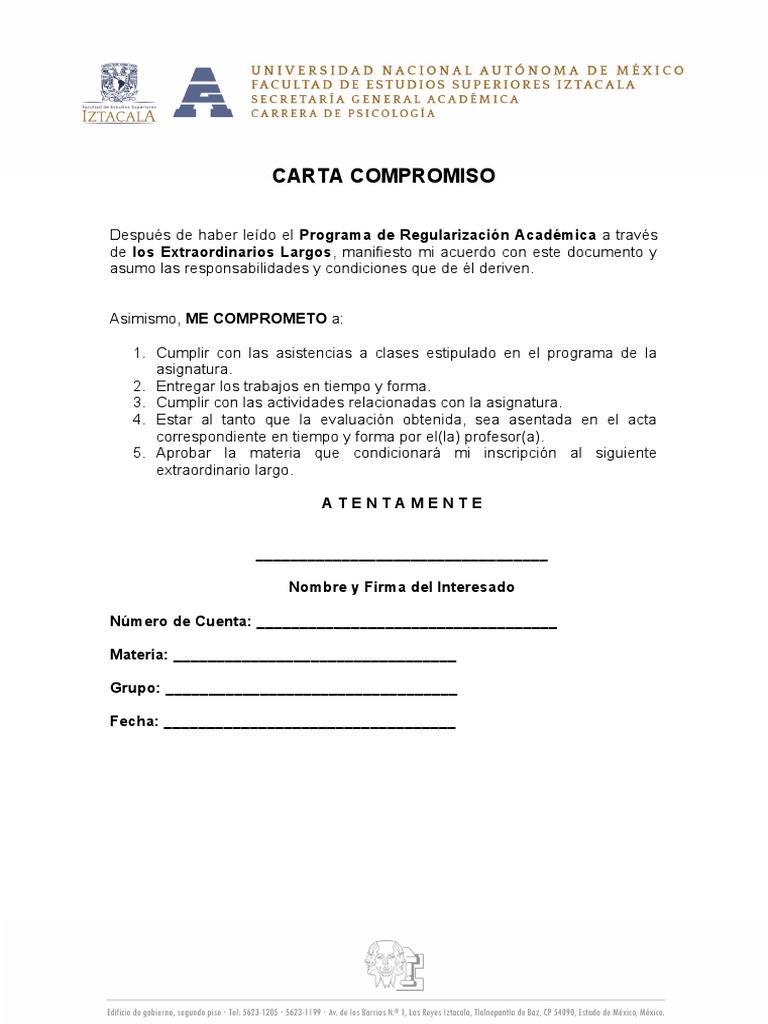 Carta Compromiso | PDF