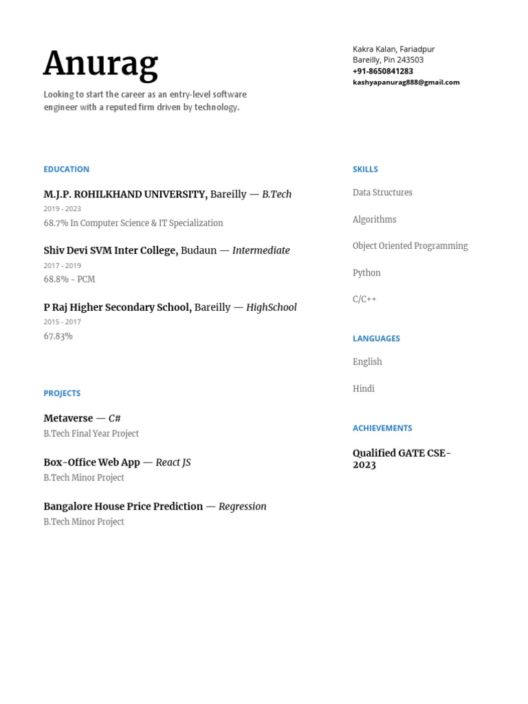 Resume Anurag | PDF