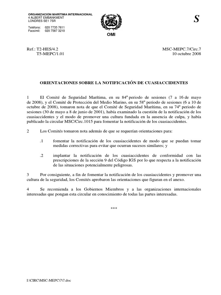 MSC-MEPC 7-Circ 7 | PDF