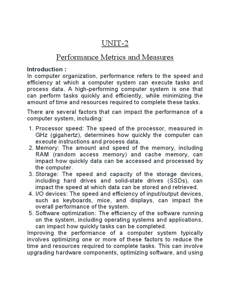 UNIT-2 Performance Metrics and Measures | PDF