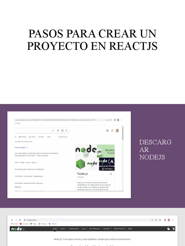 PASOS PARA CREAR UN PROYECTO EN REACTJS [Autoguardado] | PDF