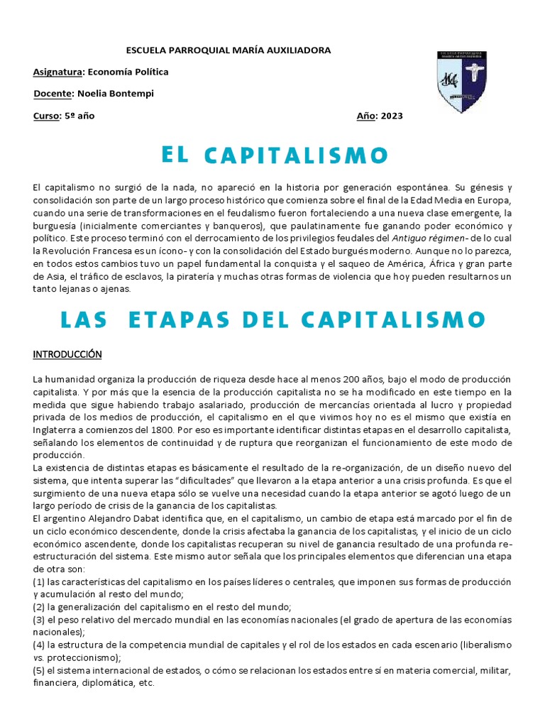 Etapas del Capitalismo: Un Análisis Histórico | PDF