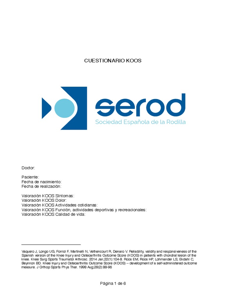 Koos | PDF | Sistema musculoesquelético | Articulaciones