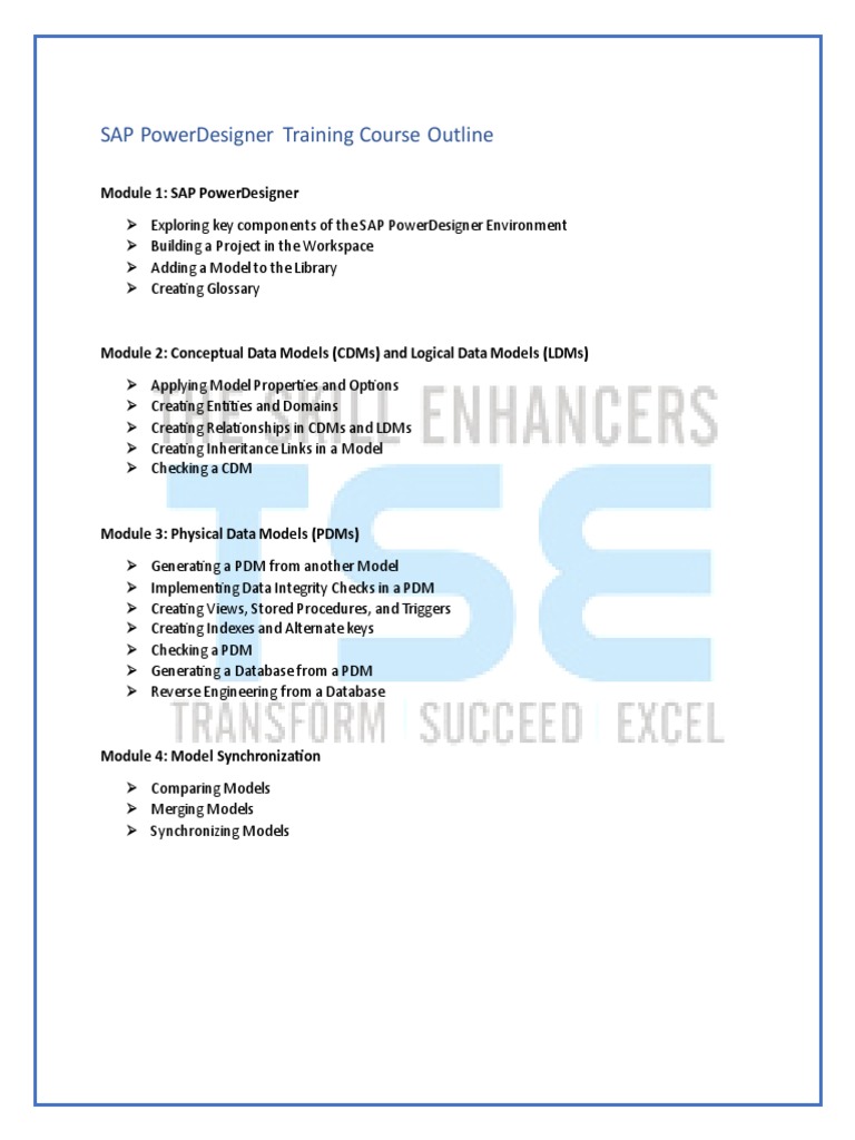 SAP PowerDesigner Training Course Outline | PDF