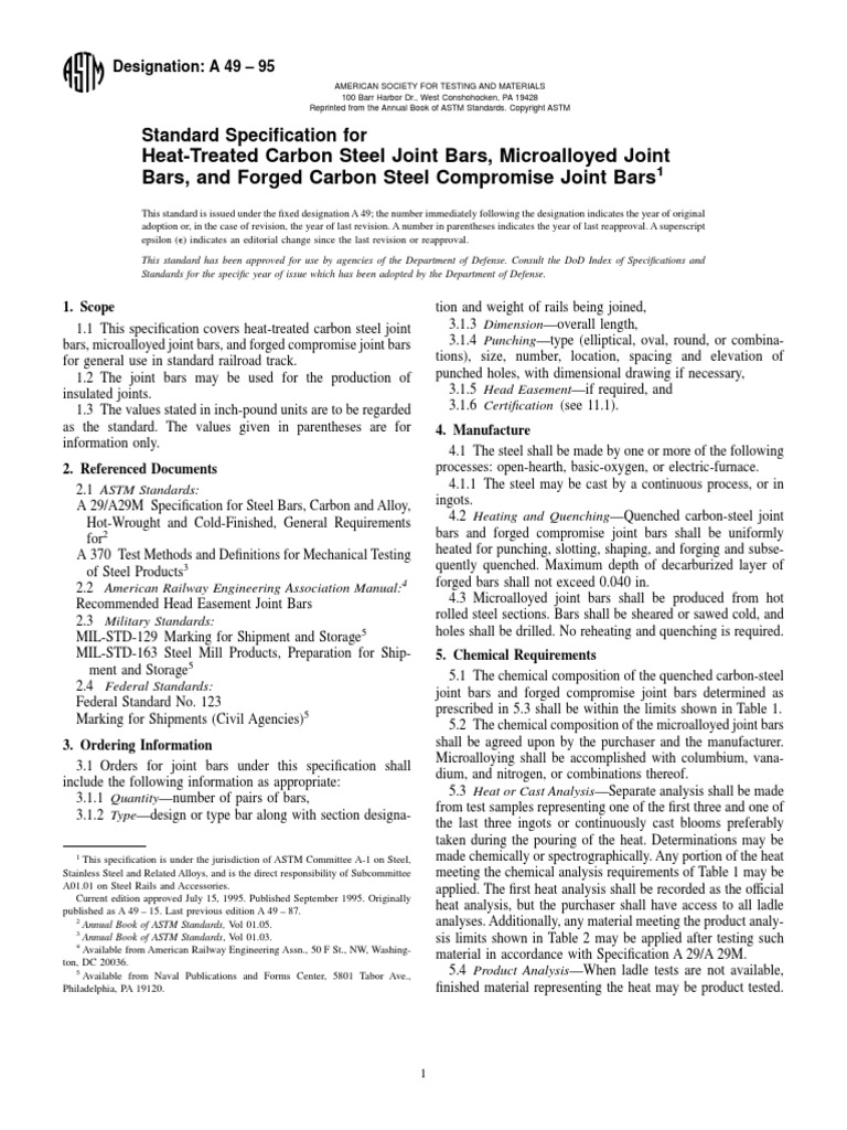 Heat-Treated Carbon Steel Joint Bars, Microalloyed Joint Bars, and ...