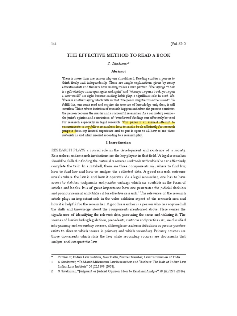 Article - The Effective Method To Read A Book | PDF