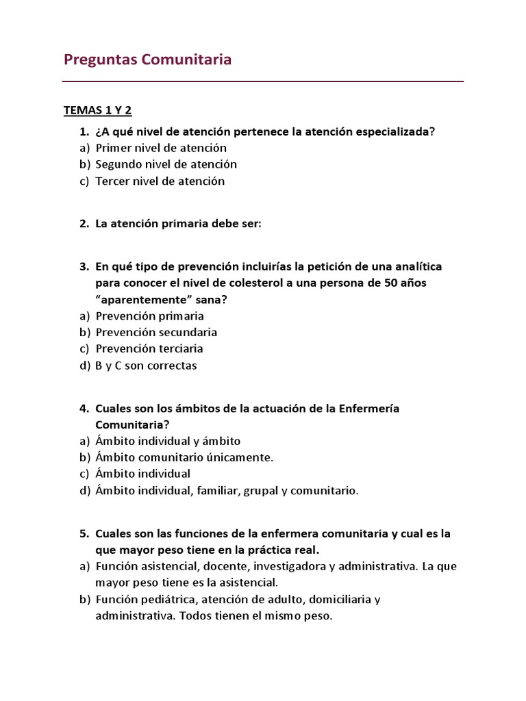 Preguntas Comunitaria | PDF