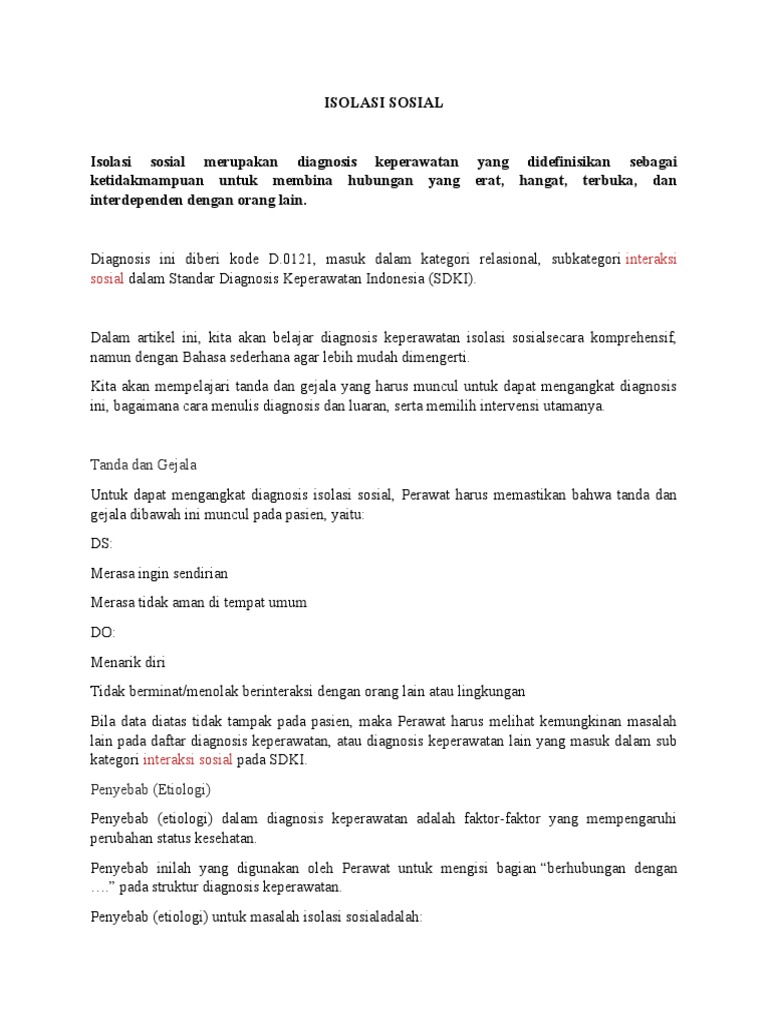 Isolasi Sosial | PDF Isolasi Sosial | PDF