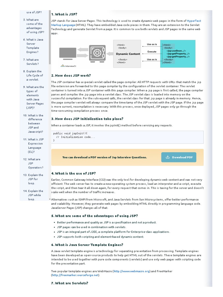 JSP Questions | Download Free PDF | Java (Programming Language) | Dynamic Web Page