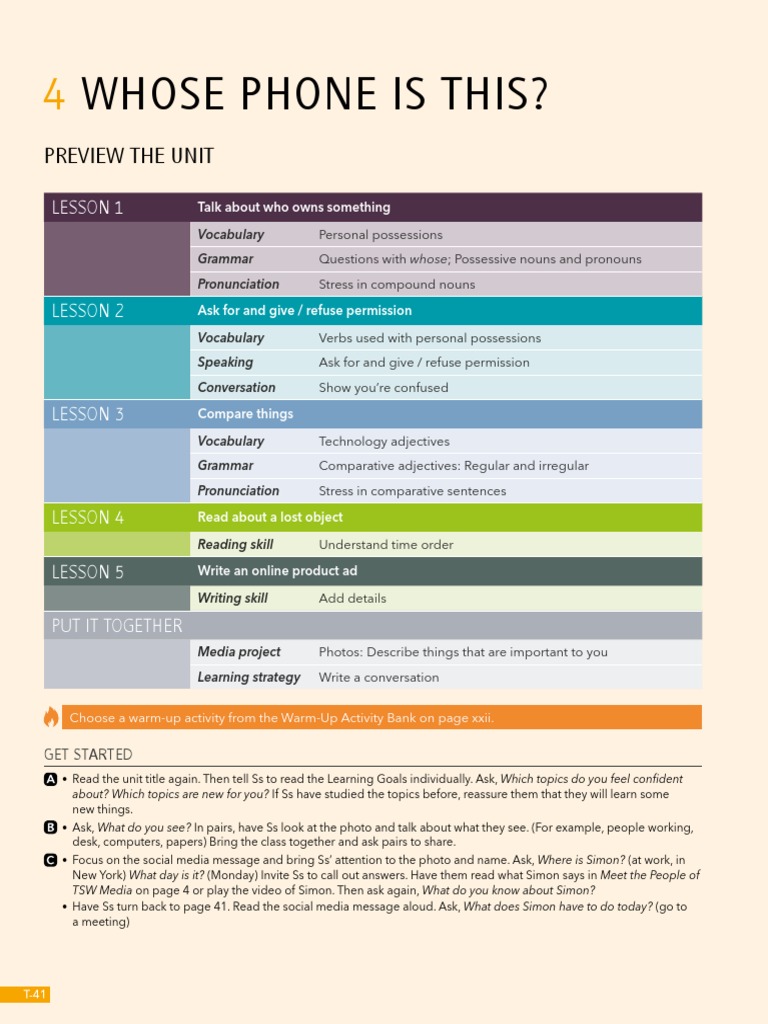 Whose Phone Is This?: Preview The Unit | PDF | Grammatical Number ...