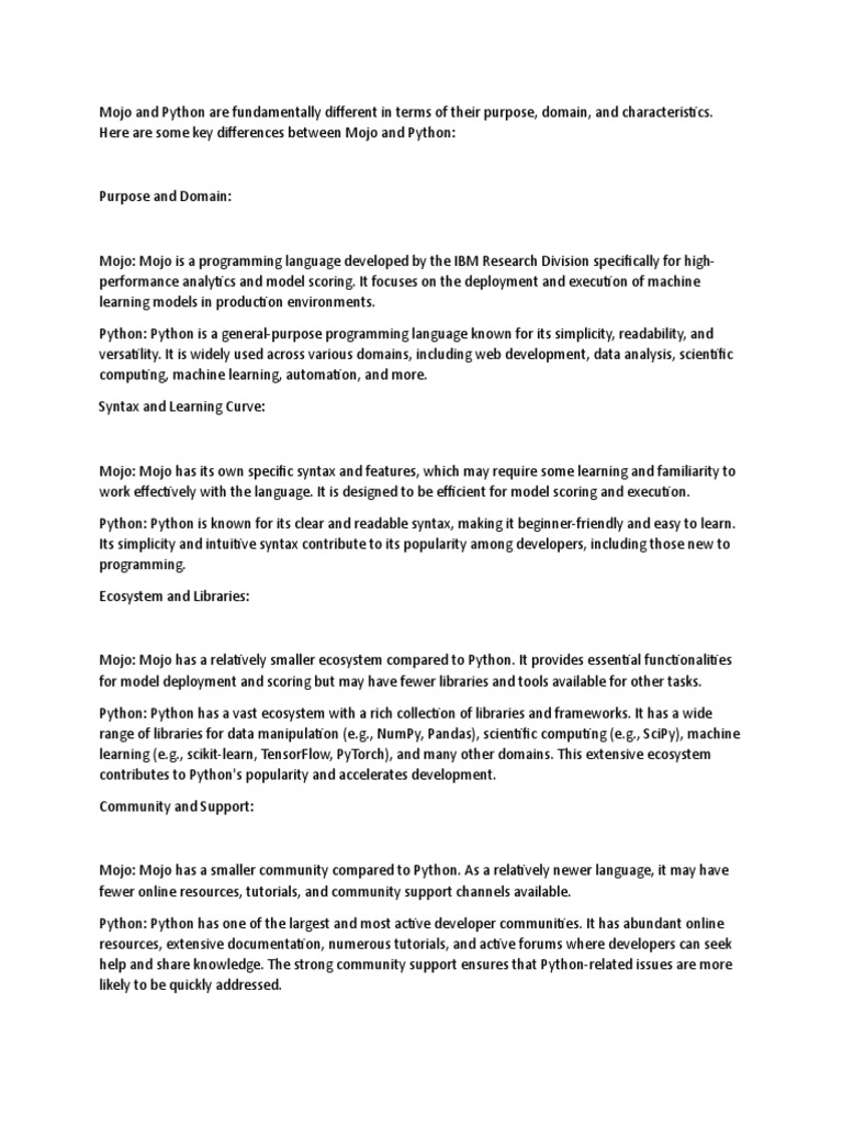 Mojo VS Python | PDF