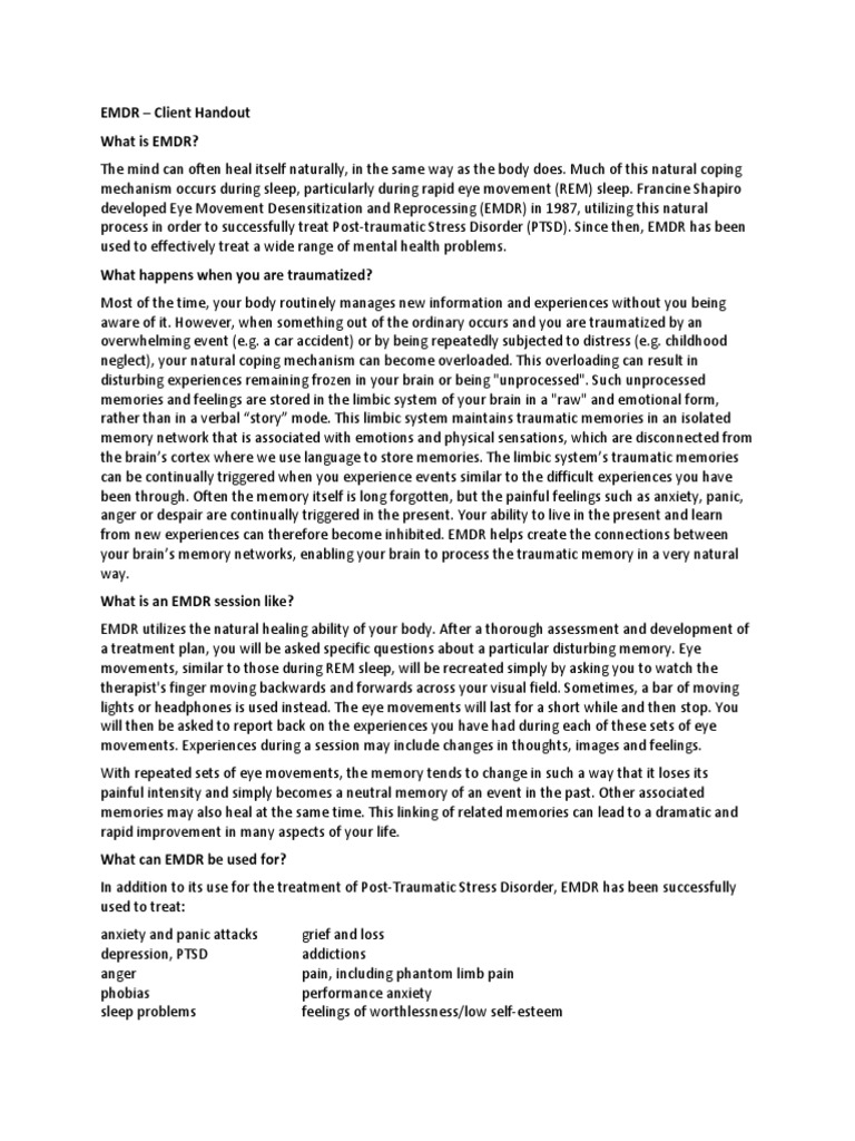 EMDR-CLIENT-HANDOUT | PDF