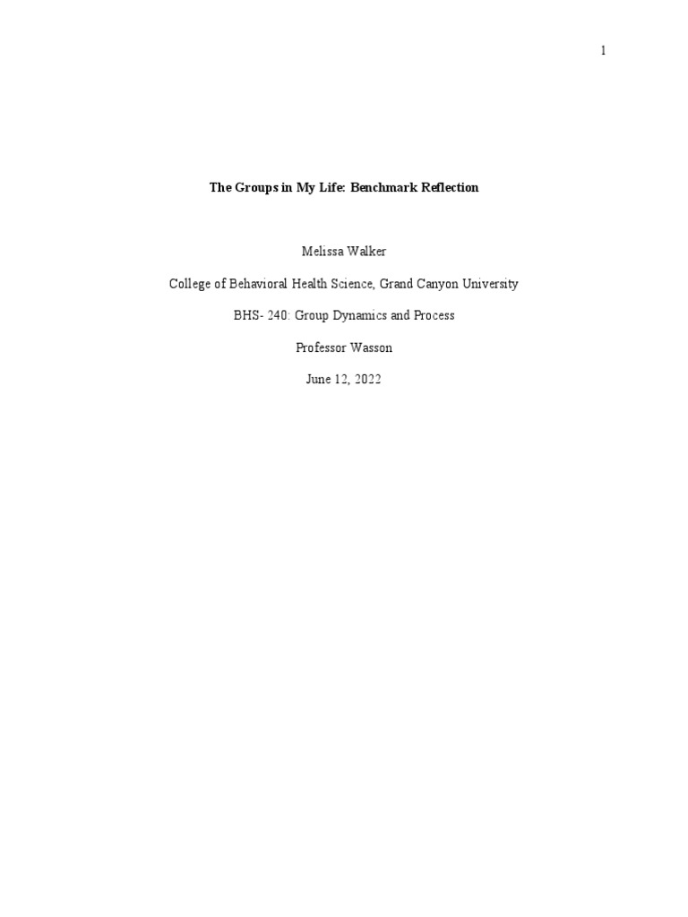The Groups in My Life - Benchmark Reflection | PDF