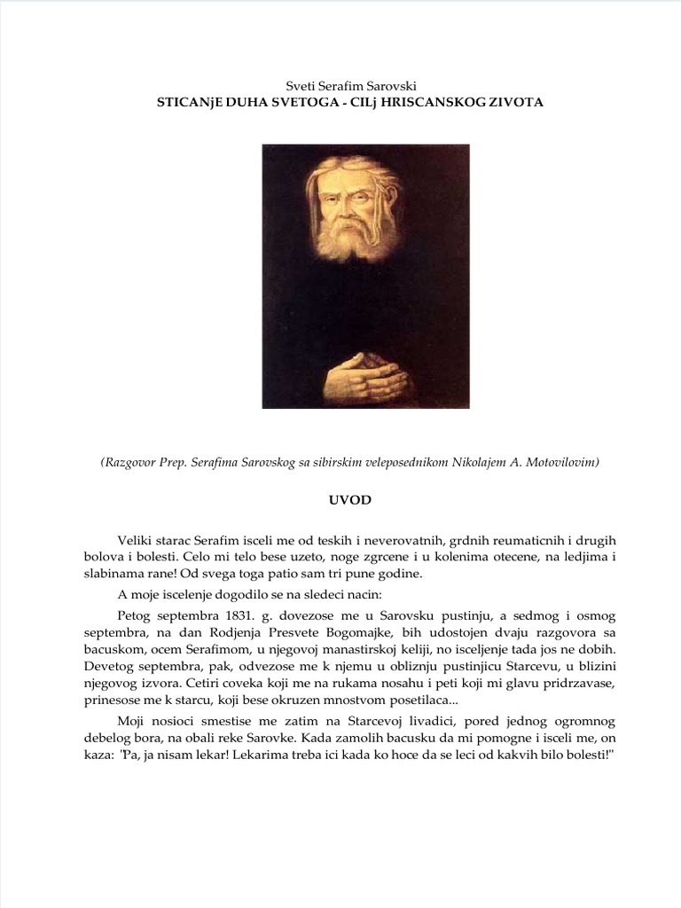 Dokumen - Tips - Sveti Serafim Sarovski Sticanje Duha Svetoga | PDF