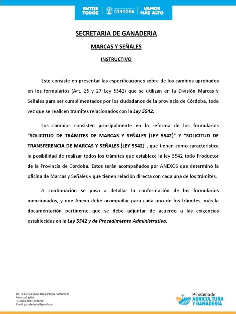 Instructivo sobre Marcas y Señales Ley 5542 | PDF
