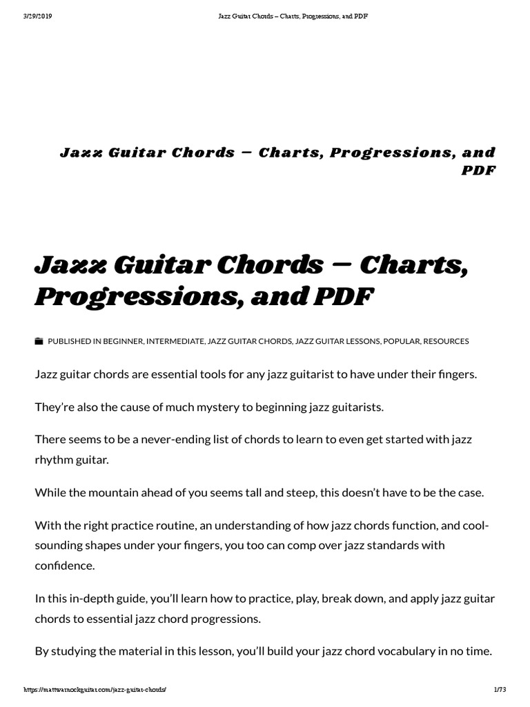 Jazz Guitar Chords Charts Progressions And Pdf Download Free Pdf
