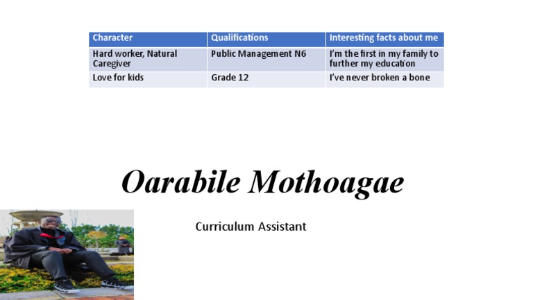 Oarabile Mothoagae: Curriculum Assistant Profile | PDF